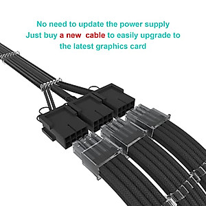 Sirlyr 16Pin Cable,PCIE GPU Cables,Sleeved 12vhpwr PSU Extension Cable,Mini 12+4 Pin Connector for RTX 3090Ti,4070Ti 4080,4090 Graphics Card Power Supply 16AWG Black