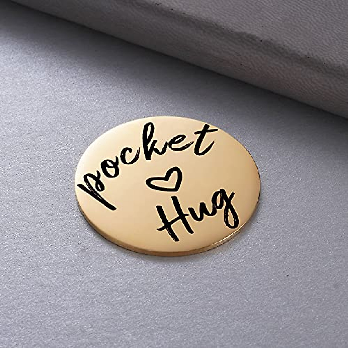 MIXJOY Pocket Hug with Message Hug Token, Isolation Gift for Someone You Love, Miss You, Thinking of You, Long Distance Relationship, 1.5", Gold