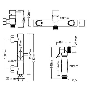 MINJING Toilet Shower Spray Mixer Set Black Multifunction Hot and Cold Wall Mounted Bidet Attachment Faucet Sprayer Kit for Toilet Bathroom Toilet Bidet Mixer Spray Kit