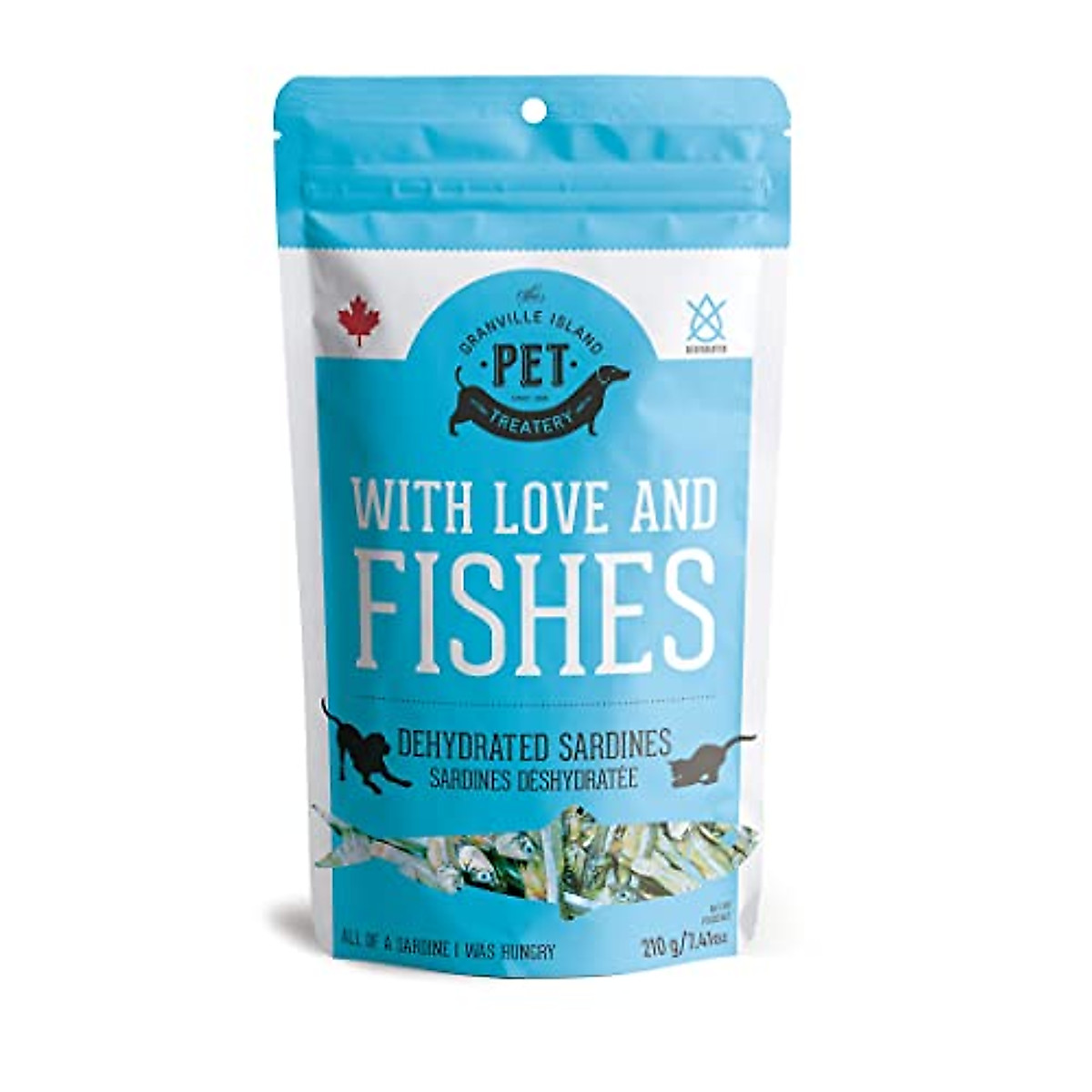 The Granville Island Pet Treatery Pure Proteins with Love and Fishes Sardine Treats for Dogs & Cats, 210 Gram