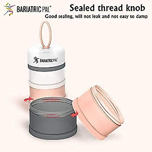 BariatricPal 4 Compartment Detachable, Stackable, and Portion Controlled Food & Powder Storage Containers (Pink-Gray)