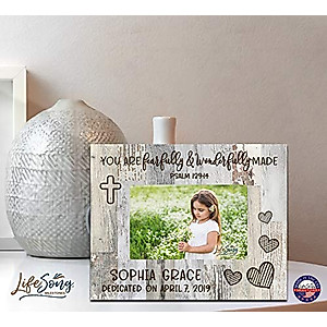 LifeSong Milestones 1st Holy Communion Baptism Photo Frame Baby Baptism Gifts for Boys and Girls Blessing for Child 8” x 10” Frame Holds 4” x 6” Photo - Fearfully & Wonderfully (Light Distressed)