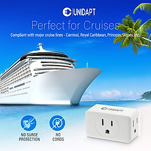Unidapt Multi Plug Outlet Extender, 3 Outlet Wall Adapter, Multiple Outlet Splitter, Grounded Wall Tap Power Plug Expander for Cruise Ship Home Office Dorm Essentials, 2-Pack