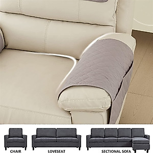Sofa Armrest Cover, Water Proof 1/2/3 Seater Sofa Headrest Slipcovers Quilted Nonslip Removable Armchair Cover Furniture Protector for Recliner Leather Sofa Couch (Light Gray,3 Seat Recliner 5 pc)