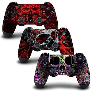 FOTTCZ [3PCS] Vinyl Skin for PS4/Slim/Pro Controller (Standard Edition), Sticker Decorate and Protect Device Surface, Group D