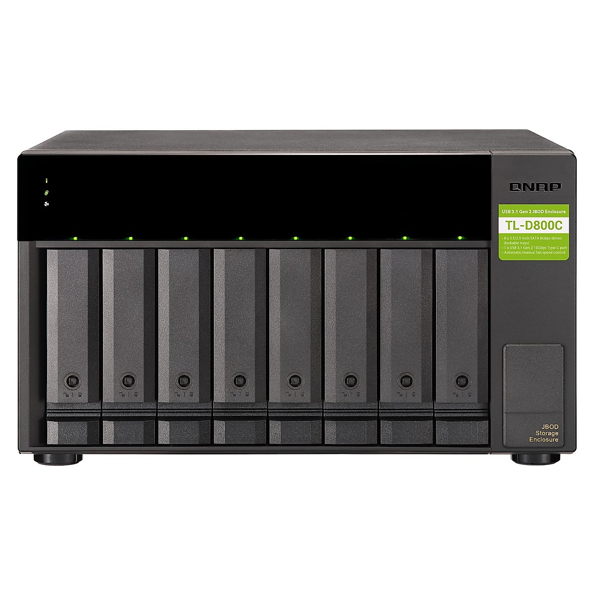QNAP TL-D800C 8 Bay Desktop JBOD Storage Enclosure with USB 3.2 Gen 2 Type-C Connectivity