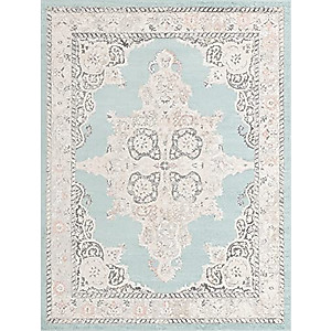 Unique Loom Parker Collection Area Rug - Merakli (9' x 12' Rectangle, Aqua/Beige)