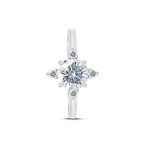 SAVEARTH DIAMONDS 1 Carat Center Round Cut Moissanite Lab Created Diamond North Star Engagement Promise Ring In 14k White Gold Over Sterling Silver Jewelry For Women (1.00 Cttw) - 7