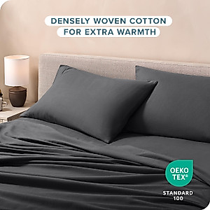 Bare Home Velvety Soft & Cozy Flannel Pillowcases (Set of 2) - Double Brushed Heavyweight 100% Cotton - Grey