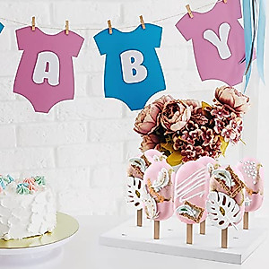 2 Pcs Cakesicle Stand Display 12 Count Candy Sticks Wooden Holder Rectangle Rustic Cake Stands for Dessert Table Ice Cream Lollipop Holder for Wedding Baby Shower Birthday Party(White)