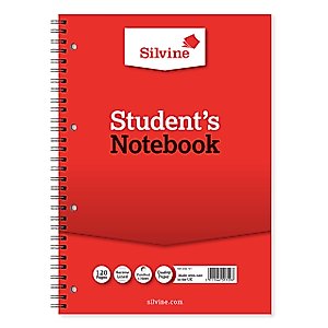 Silvine A4 Twin Wire Student's Notebook. 120 Pages Ruled Ruled 6mm Feint [Pack of 12], White