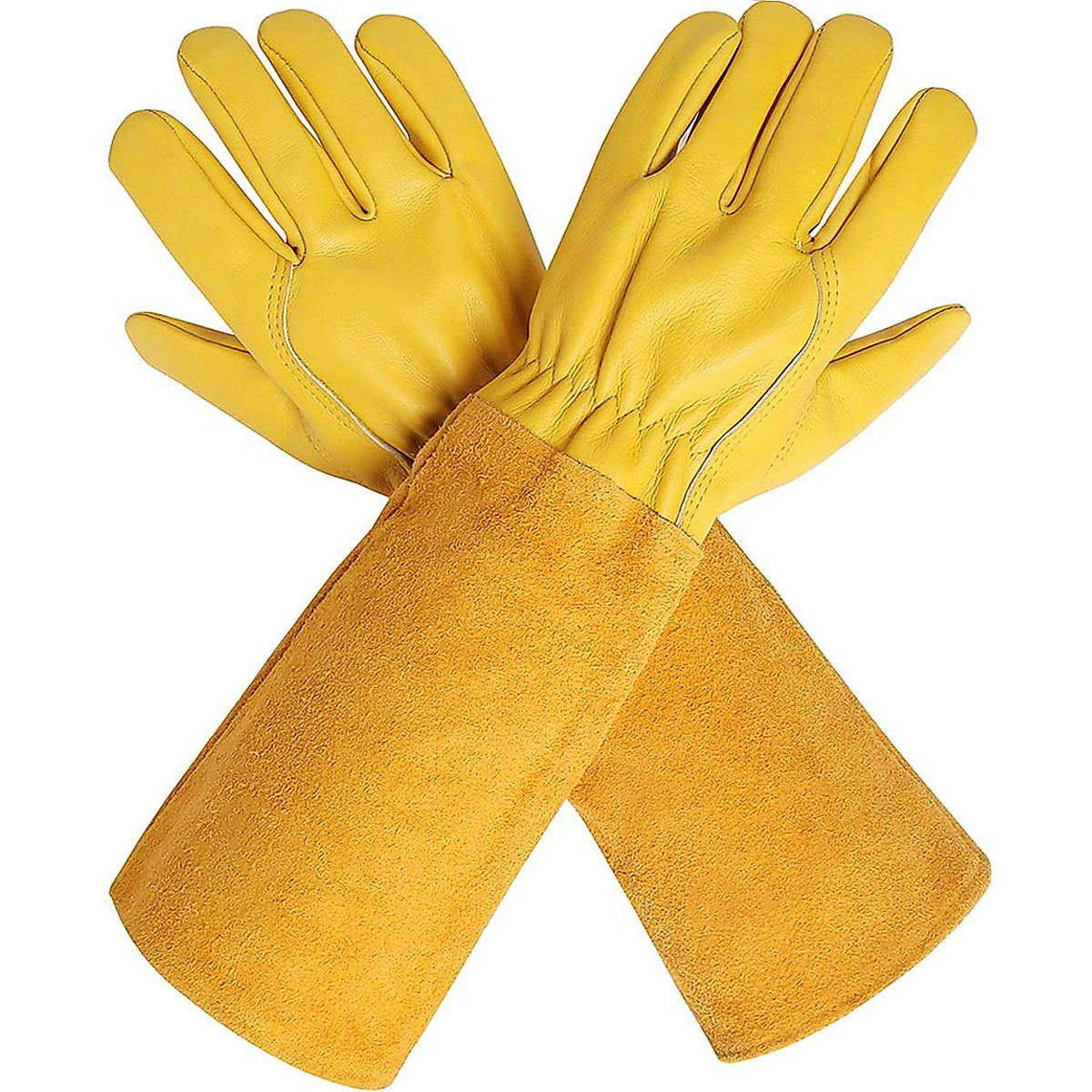 Rose Pruning Gloves for Men and Women. Thorn Proof Goatskin Leather Gardening Gloves with Long Sheepskin Gauntlet to Protect Your Arms Until The Elbow