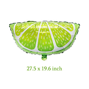 10Pcs Fruit Lime Balloons Large Fruit Green Lemon Foil Round Lemon Mylar Balloons for Summer Thanksgiving Harvest Fall Autumn Fruit Theme Party Decorations Supplies