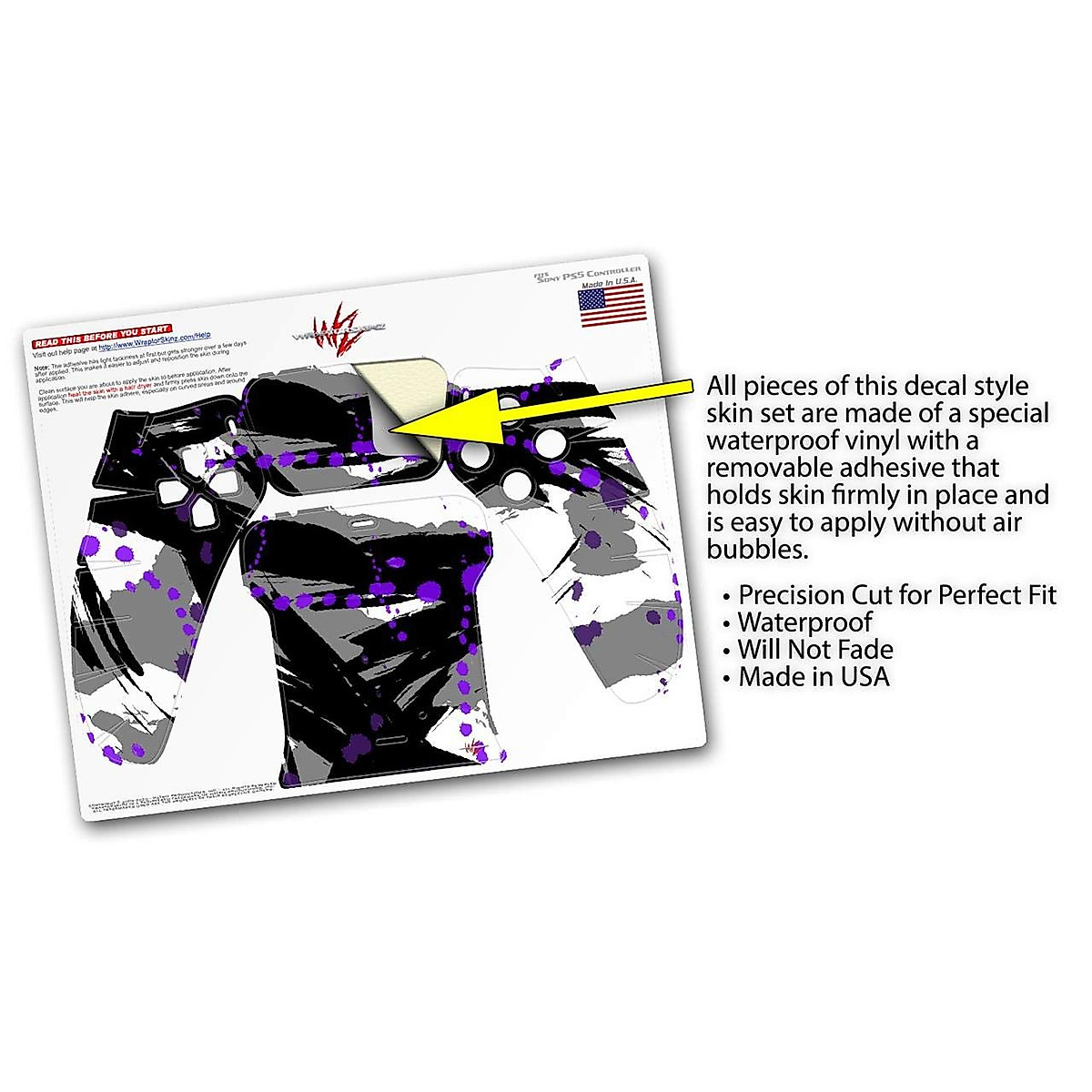 WraptorSkinz Skin Wrap compatible with Sony PS5 DualSense Controller Abstract 02 Purple (CONTROLLER NOT INCLUDED)