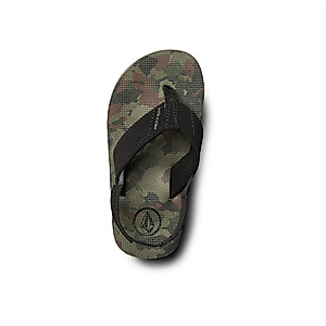 Volcom Boy's Child Big Youth Victor Sandal Flip-Flop, Dark Camo-New, 8 Little Kid