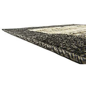 Unique Loom Outdoor Border Collection Area Rug - Milwaukee (2' x 6' 1" Runner, Beige/ Black)