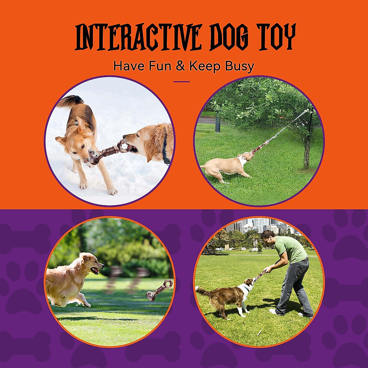 Nylon Dog Toys for Aggressive Chewers, Squeaky Tug of War Dog Toy with Rope, Interactive Dog Toys with Squeaker for Small Medium Large Dogs Breeds, Almost Indestructible Tough Durable Pet Toys