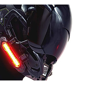 SUIZU Cyberpunk mask for Men, Halloween mask, Cosplay mask, Perfect for parties, music festival accessories, punk masks with lights. Rainproof, anti-fog lenses.Adjustable elastic band design, suitable for any adult.
