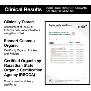 Soulflower Rosemary Castor Hair Oil for Hair Growth, Hairfall Control, For Dry, Damaged, Curly, Coily, Frizzy & Beard Hair - 100% Pure, Vegan,Ecocert Cosmos Organic Certified, 6.77 fl oz