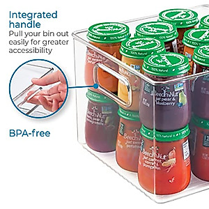 iDesign Plastic Fridge and Pantry Storage Bins, Organizer Container for Kitchen, Bathroom, Office, Craft Room, BPA-Free, 8" x 8" x 6", Set of 4, Clear