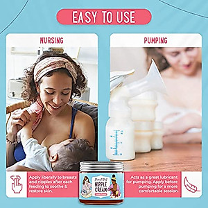 Mama Natural Nipple Cream for Breastfeeding (2 oz) | 100% Organic Nipple Balm Safe for Nursing | Probiotic Powered & Lanolin Free Organic Nipple Butter | Sore Nipple Relief Breastfeeding