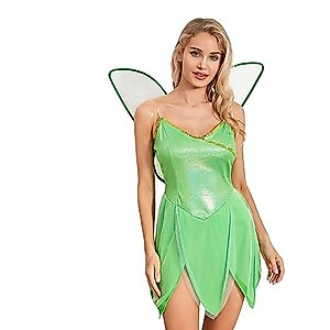 AvoDovA Costume Fairy Princess Dress Women Girls Fancy Halloween Birthday Dress Up Cosplay Outfit with Butterfly Wings (Women K-Green, L)