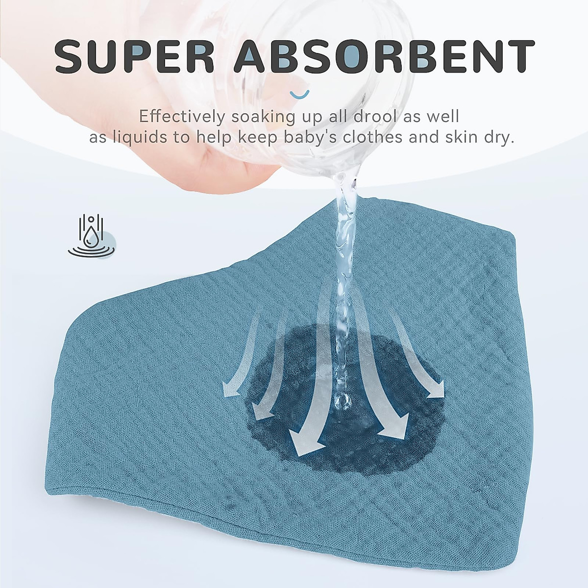 NLUS Muslin Baby Bibs for Teething and Drooling 100% Cotton Baby Bandana Drool Bibs for Baby Boys Girls, Solid Colors