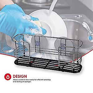 Home Basics Sponge Holder, 8 x 2.5 x 3.25, Black