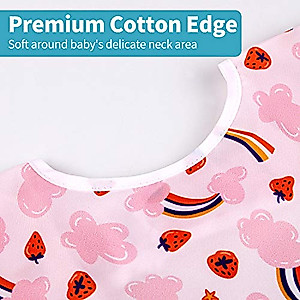 3 Pcs Waterproof Baby Bibs | Long Sleeves Weaning Smock Bib with Food Catcher Pocket for Toddler Eating | Baby Led Weaning | Full Cover Wearable Sleeved Bibs Shirt Bib Set | 6-24 Months
