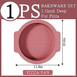 HIPTABLY Baking Sheet Pan Set, Oven Bakeware Set, Nonstick Baking Pans Set with Cooling Rack Stackable Muffin Pan, Cupcake Pan, Dishwasher Safe Carbon Steel Bake Set (Pizza Set)