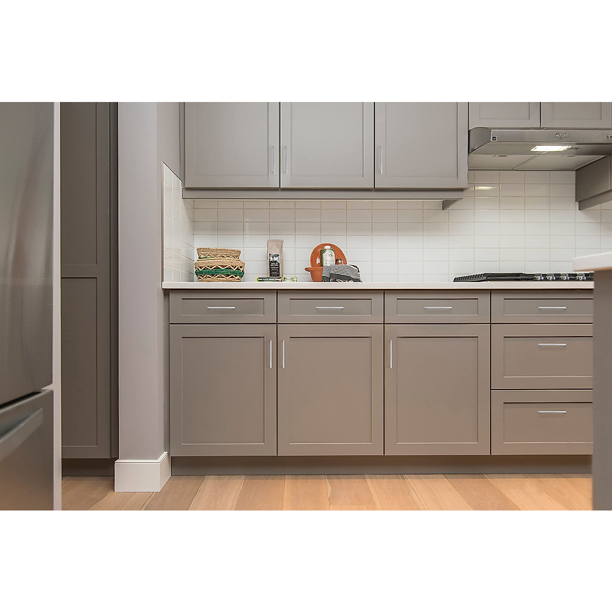 Ravinte 30 Pack Solid 5 Inch Center to Center Slim Square Bar Drawer Handles Kitchen Cabinet Handles Brushed Nickel Drawer Pulls Kitchen Cabinet Hardware Kitchen Handles Cabinet Pulls