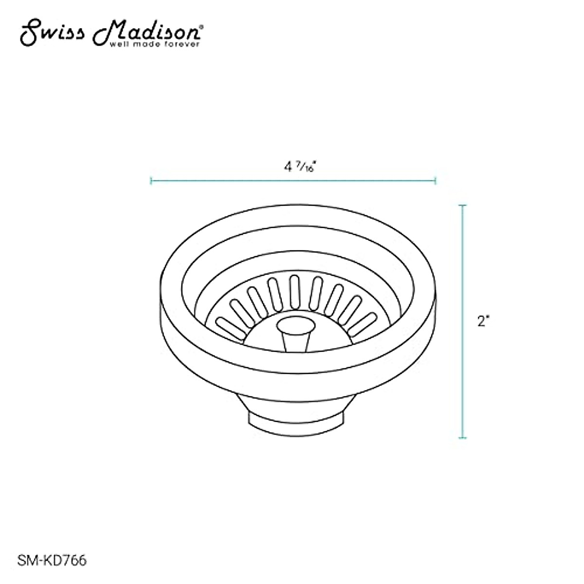 Swiss Madison SM-KD766 4.5" Sink Drain, Satin, Stainless Steel