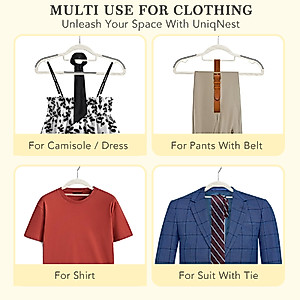 Non Slip Hangers 40 Pack, Clothes Plastic Hangers, Thin Hangers Plastic, Hangers Non Slip, Heavy Duty Hangers, 360° Swivel Space Saving Hangers with Clothes Hooks for Shirts, Pants, Dress (White)