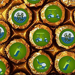 Golf Theme Round Candy Sticker - Golfing Birthday or Retirement Party Favors Sticker Labels Fit Chocolate Candy (160 Pieces）