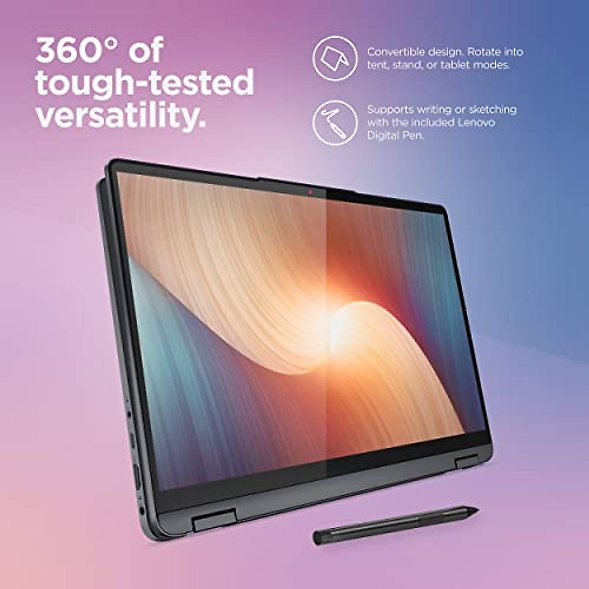 Lenovo Flex 5 Laptop, 14.0" FHD Touch Display, AMD Ryzen 5 5500U, 16GB RAM, 512GB Storage, AMD Radeon Graphics, Windows 11 Home, Storm Grey