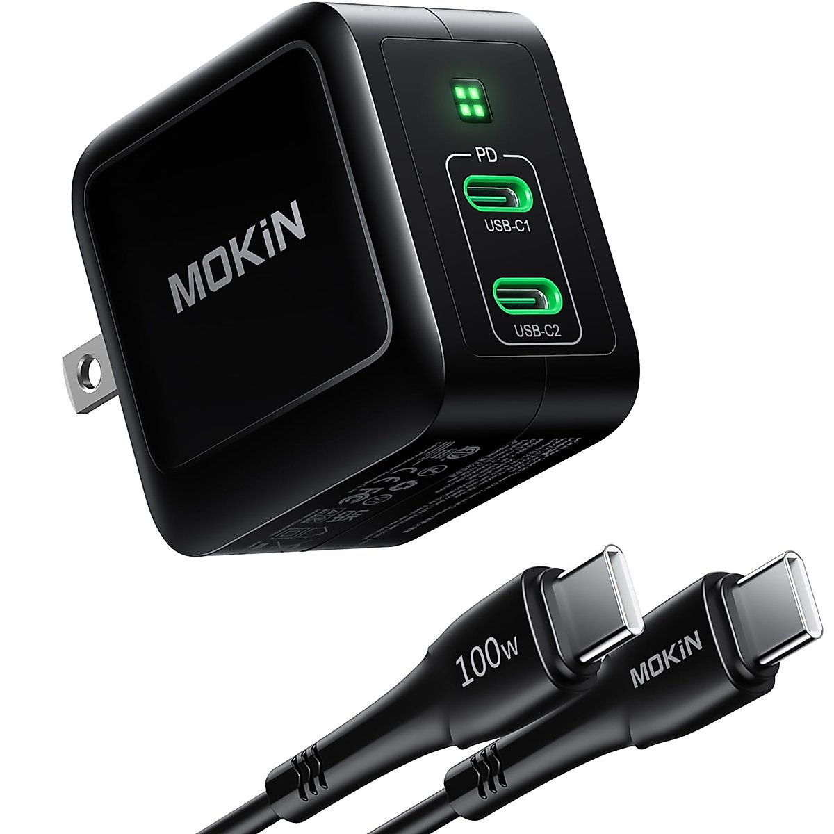 MOKiN 67W USB C Charger Block, GaN+ DP 3.0 USB C Fast Charging with Foldable Plug for MacBook Air, iPad Pro, iPhone 15 14 13 12 Pro/Plus/Pro Max, Galaxy S23, Apple Watch.