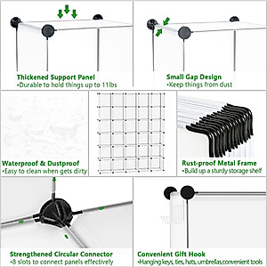 C&AHOME Cube Storage Organizer, 30-Cube Shelves Units, Closet Cabinet, DIY Plastic Modular Book Shelf, Ideal for Bedroom, Living Room, Office, 60.6" L x 12.4" W x 72.6" H Transparent White UPCS30W