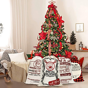 LessMo Christmas Santa Sack, Large Christmas Canvas Gift Bag with Drawstring, [Place to Write Wishes] Reusable Personalized Best Gift, for Xmas Package Storage, Christmas Party Supplies Favors