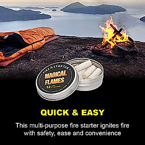 Magical Flames Fire Starters (1 Pack) Smokeless, Lightweight, All-Natural, Fireplace, Campfire, Fire Pit, Grill, BBQ Smoker, Wood & Pellet Stove, Indoor & Outdoor, All-Weather, Super Fast Lighting