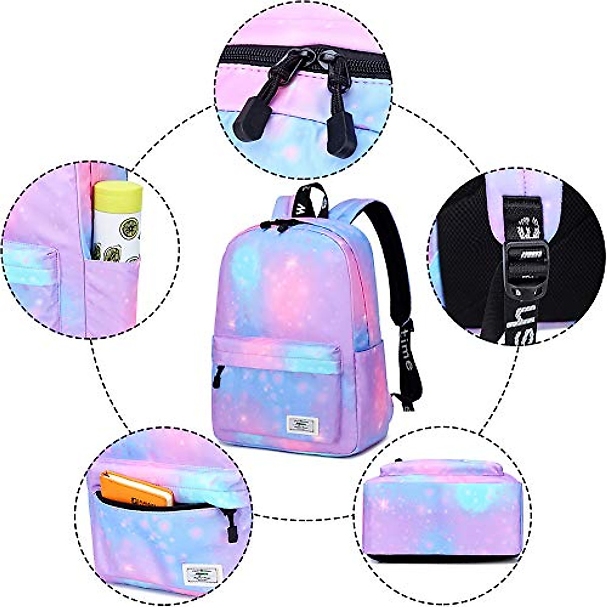 mygreen Galaxy Backpack for Girls, Boys, Kids, Teens, 14 inch Durable Book Bags for Elementary, Middle, Junior High School Students, A Gift That Gives Back Purple