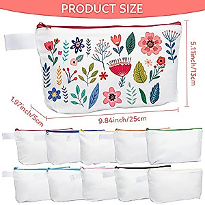 30Pcs Canvas Pencil Pouch Sublimation Blank Makeup Bags in Bulk Cosmetic Bag with Zipper Multi Purpose Blank DIY Craft Bag for Vinyl Projects Travel Toiletry Bag Christmas Gifts 9.8 x 5 x 2 Inch