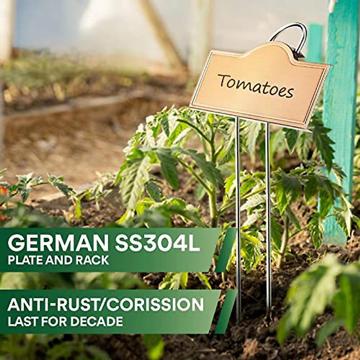 Metal Plant Labels Weatherproof 25 Pack, Outdoor Stainless Steel SS304 Garden Label Markers for Plants Vegetables Herb Seedlings Flowers with a Pen, Height 10.75 Inch, Label Area 3.74'' x 1.39''