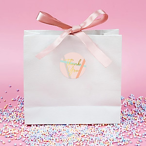 Gooji Modern Thank You Stickers for Small Business, Packaging, Wedding, Party Favor, Envelopes Seal, Gold Foil Rolls, 500 Pack Bulk Supporting Purchase Order Labels, Baby Bridal Shower, Pink 1.5 inch