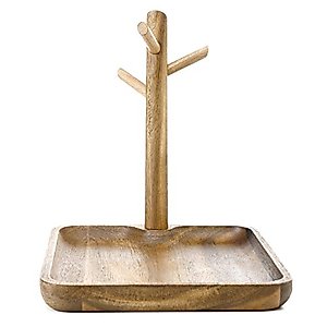 Key Bowl for Entryway Table Mens Valet Tray Perfume Tray for Dresser, Jewelry Dishes Women Small Wooden Ring Holder, Decorative Catch All Vanity Tray Organizer for Bedroom