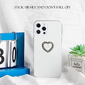 [2 Packs] Heart-Shaped Gemstones Glitter Bling Bling Phone Ring Holder, Sparkle Phone Ring Grip Artificial Diamond Stand,Rhinestone Cell Finger Ring for Phones,Pad