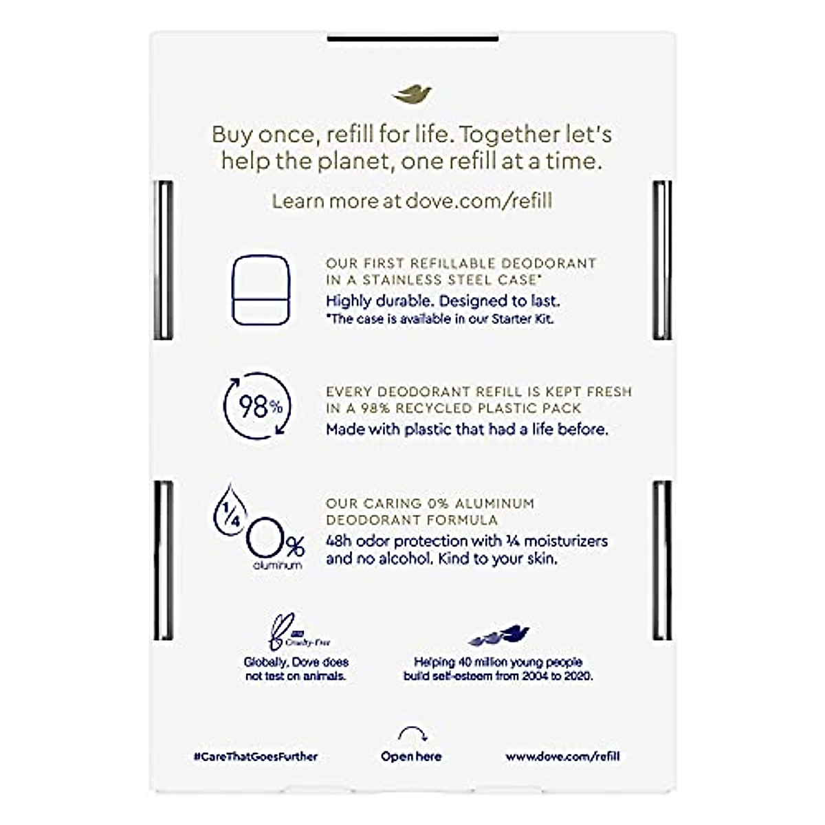 Dove Deodorant Refills Refill Kit 0% Aluminum Sensitive Aluminum Free Deodorant, 1.13 oz