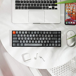 Keychron K6 Hot Swappable Wireless Bluetooth 5.1/Wired Mechanical Gaming Keyboard, 65% Compact 68-Key RGB LED Backlight/Gateron G Pro Blue Switch/Rechargeable Battery Compatible with Mac Windows