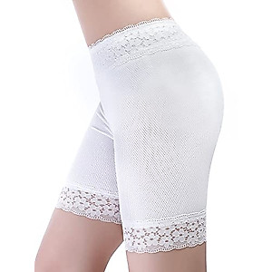 Lace Shorts Underwear Yoga Shorts Stretch Safety Leggings Undershorts for Women Girls (Black, Grey, White, Medium-Large)