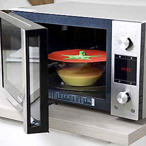 Charles Viancin - Tomato Silicone Lid for Food Storage and Cooking - 8''/20cm - Airtight Seal on Any Smooth Rim Surface - BPA-Free - Oven, Microwave, Freezer, Stovetop and Dishwasher Safe