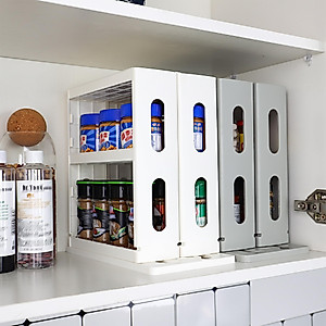 Dutiplus Pull-Out & Rotate Spice Rack Kitchen Cabinet Organizer 2 Three-Decker Shelves Snap-in ABS Shelves Adjustable Storage (10.8”H x 5.8”W x 10.4”D) (High-Grade Gray)